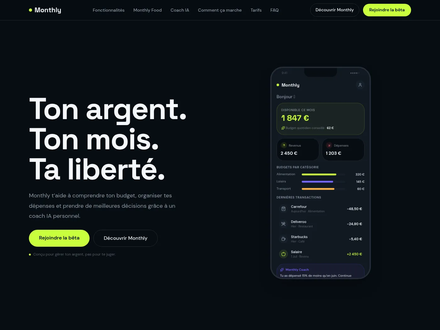 Monthly Landing Website