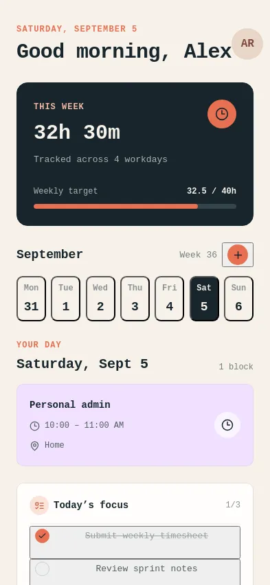 Work Calendar iOS Tracker