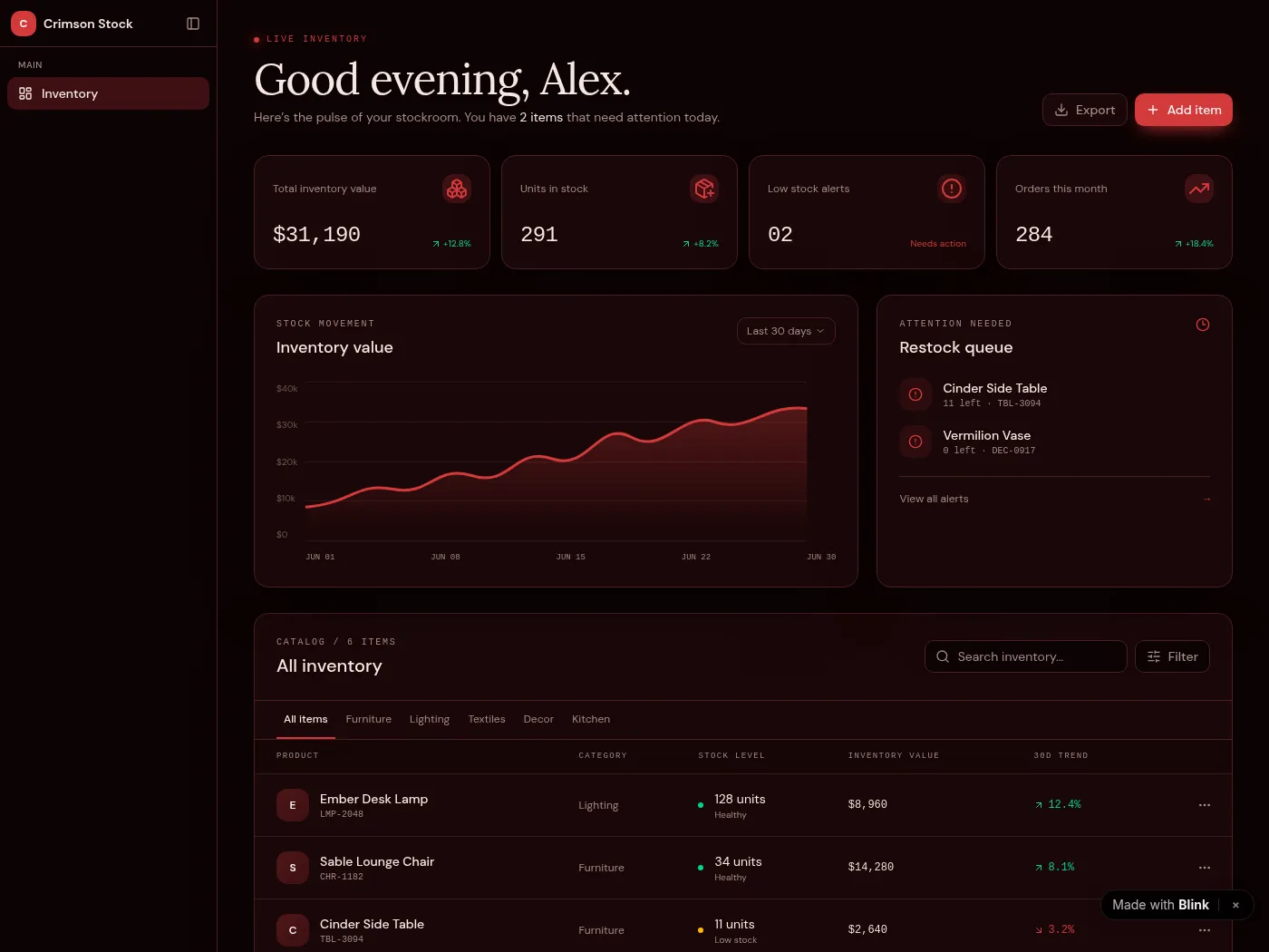 Crimson Inventory UI