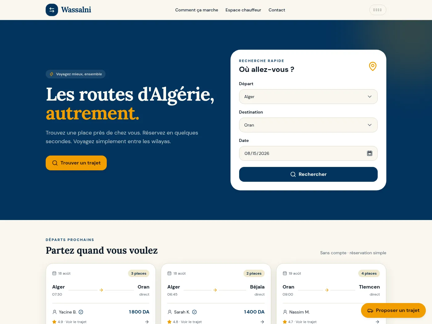 Wassalni Covoiturage Algérie