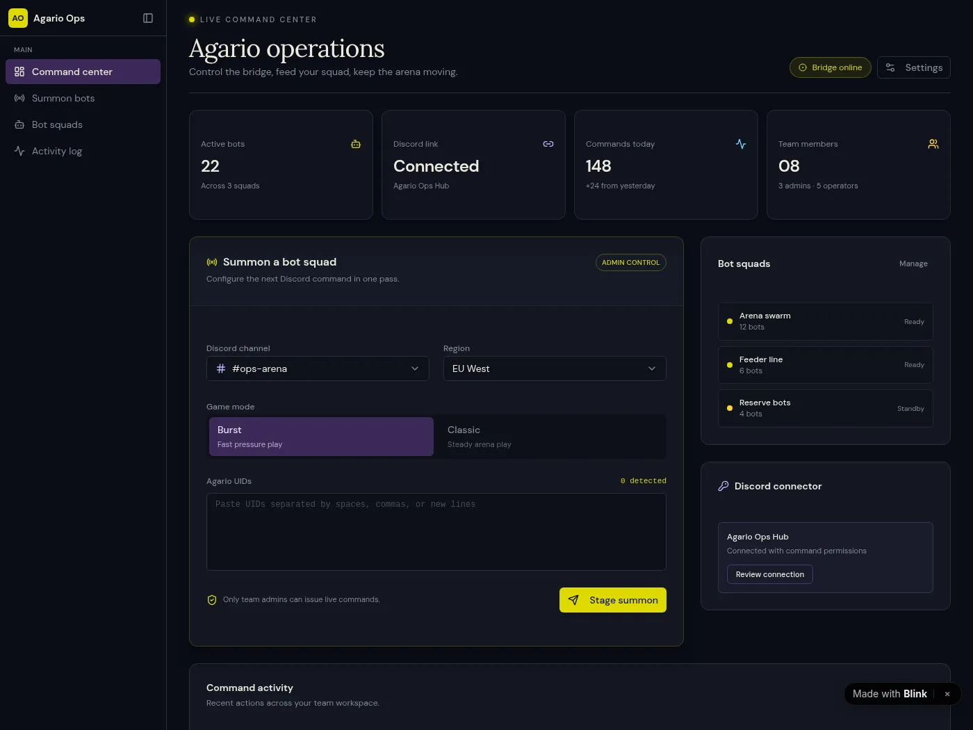 Agario Discord Bot Connector