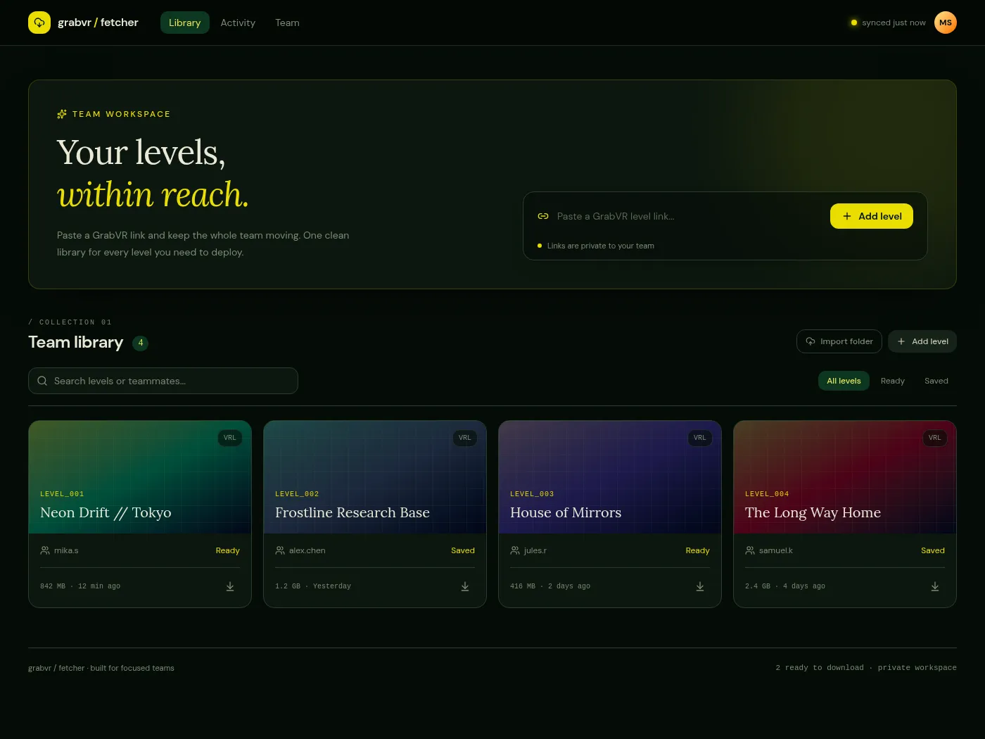 GrabVR Level Fetcher