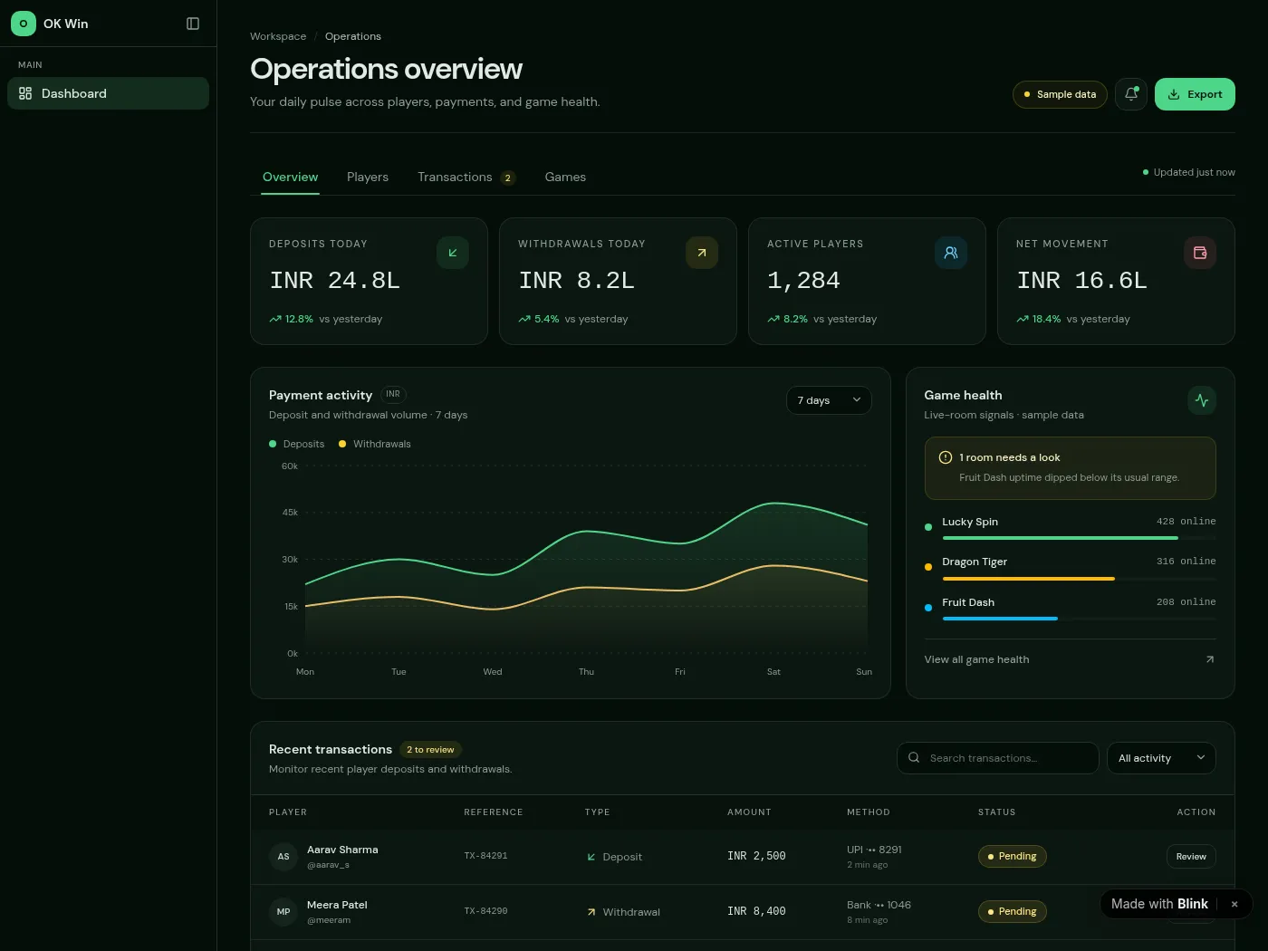OK Win Admin Dashboard