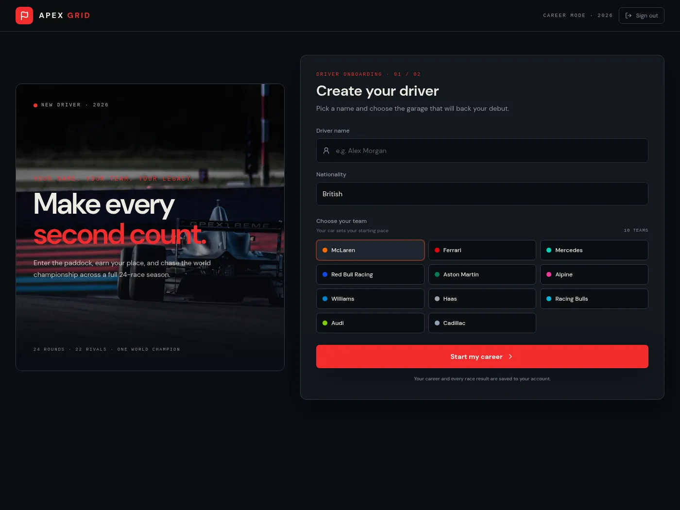 F1 Career Simulator