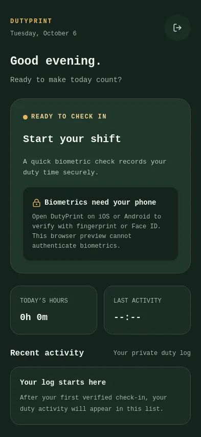 DutyPrint Tracker