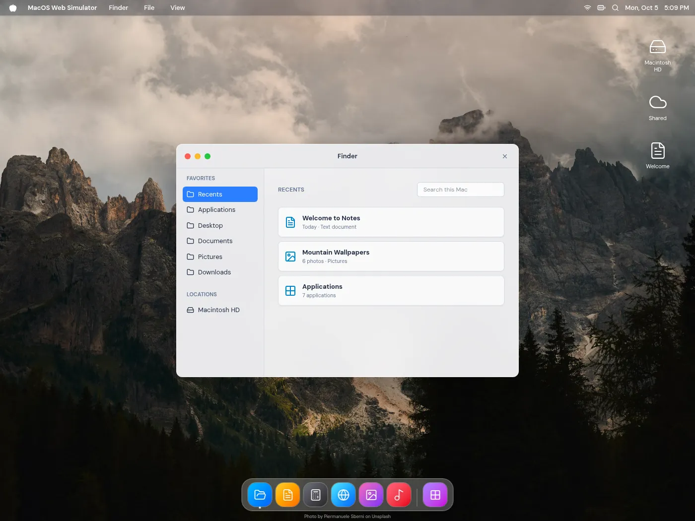 MacOS Web Simulator