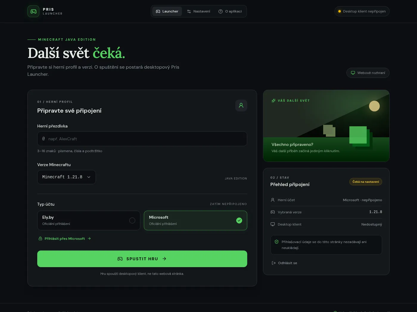 Pris Launcher Web App