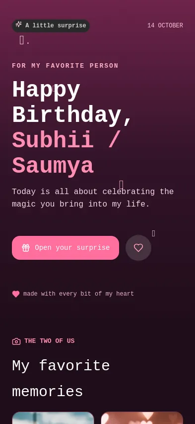 Romantic Birthday Gift App