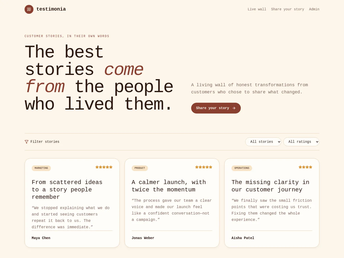 AI Testimonial Wall