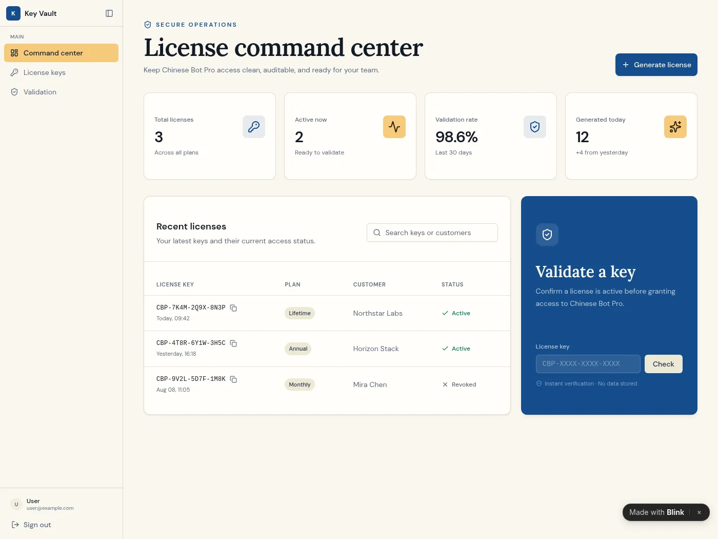 License Key Vault