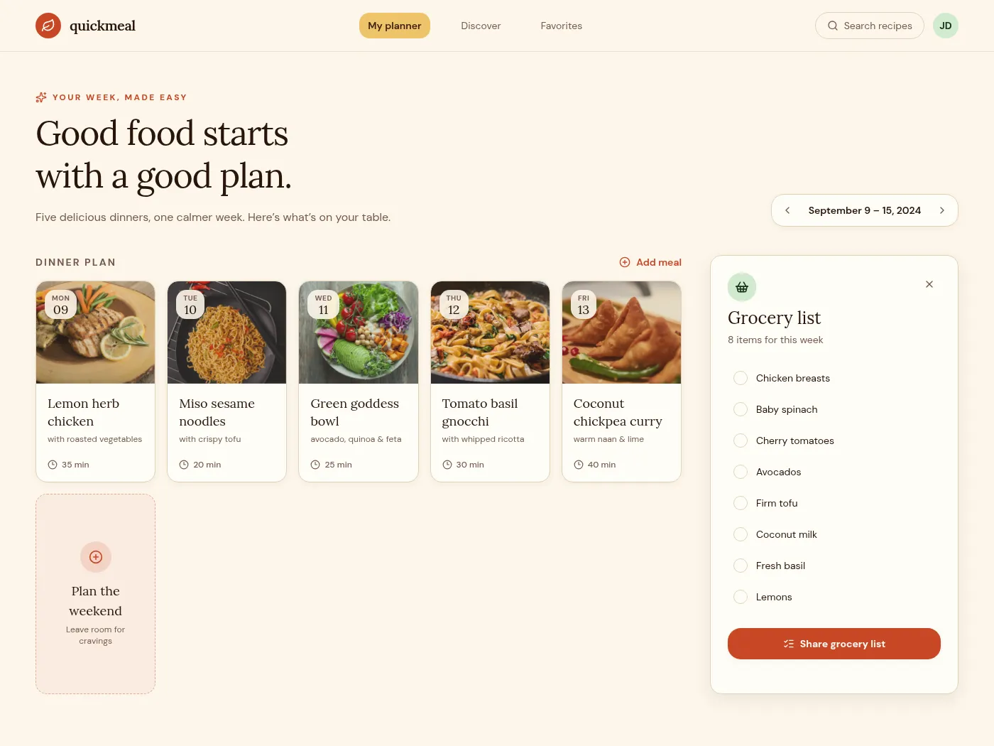 QuickMeal Planner