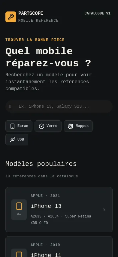 Mobile Parts Finder