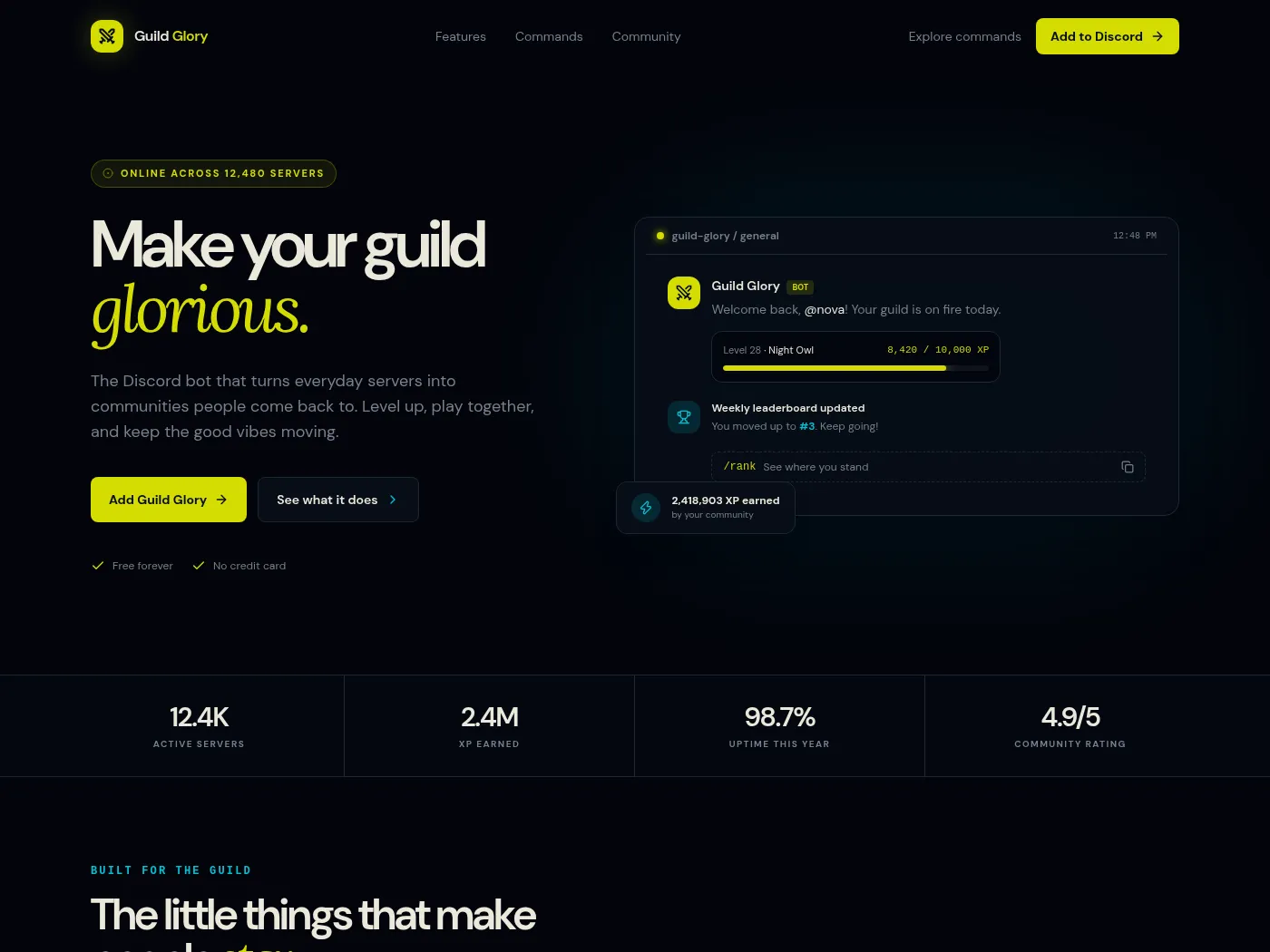Guild Glory Bot Hub
