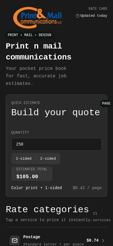 Print Quote Pocketbook