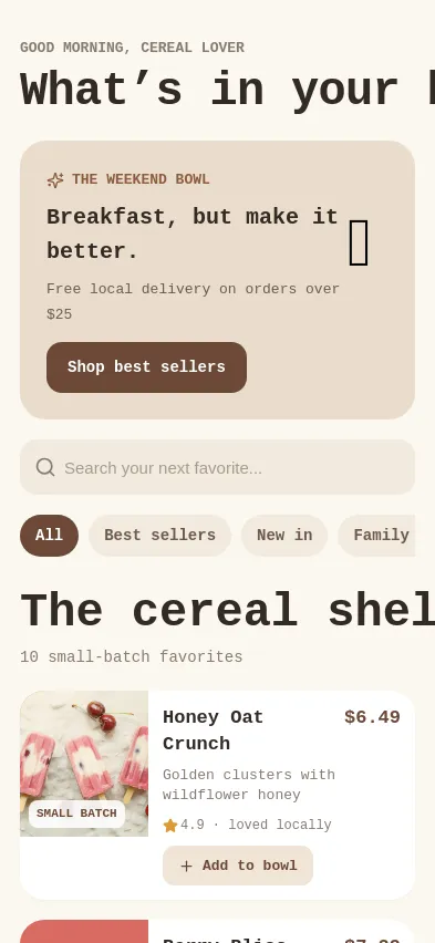 Cereal Shopper App