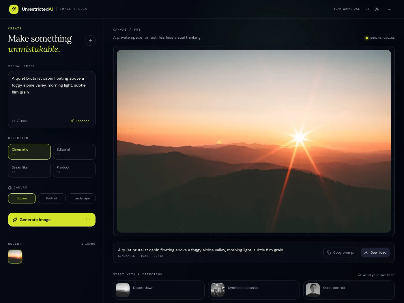 UnrestrictedAI Image Studio