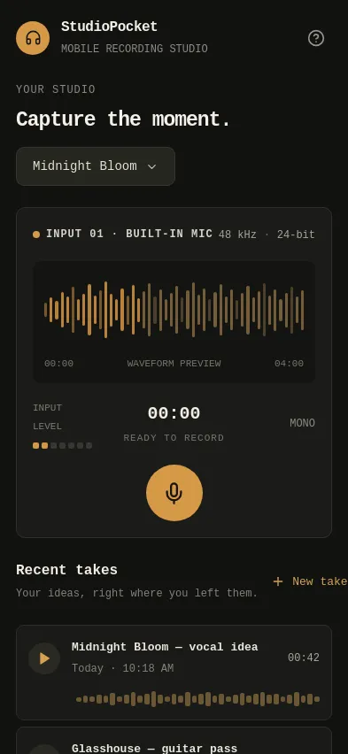 StudioPocket Mobile Recorder