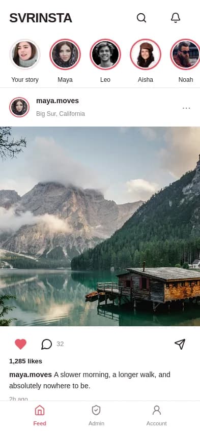 SVRINSTA Social App