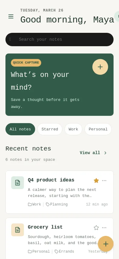 Evernote Mobile Clone