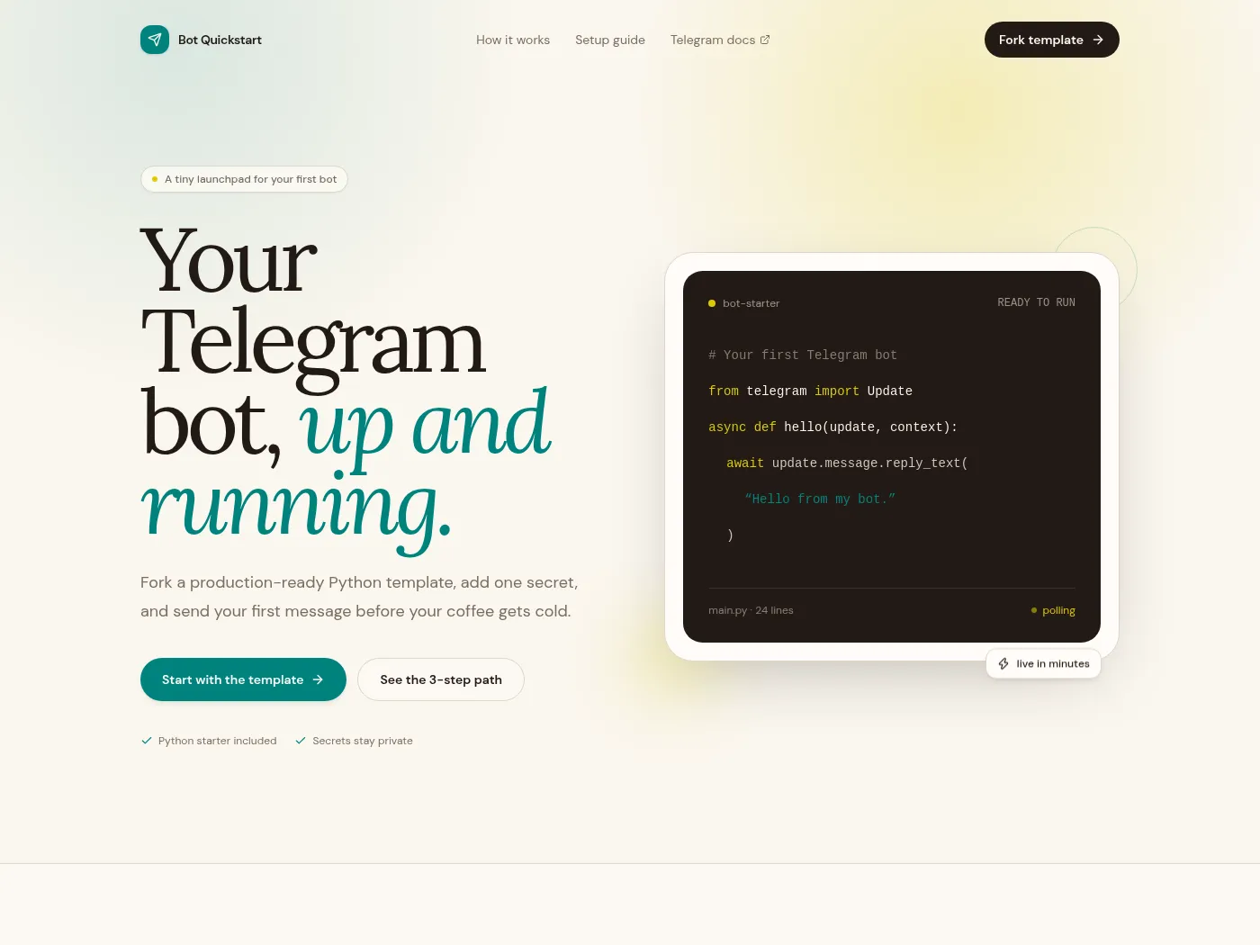 Telegram Bot Quickstart