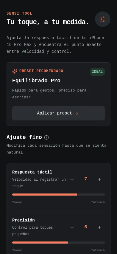 Sensibilidad iPhone Pro