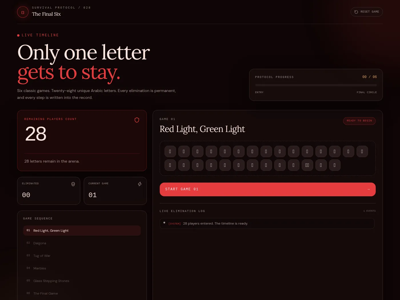 Squid Game Letters Simulator