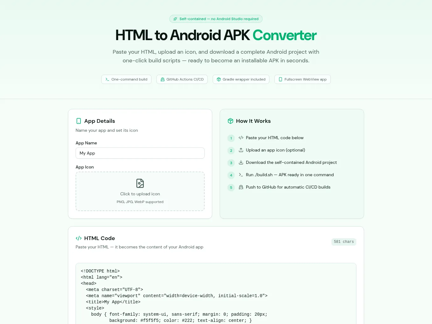 HTML to Android APK Converter