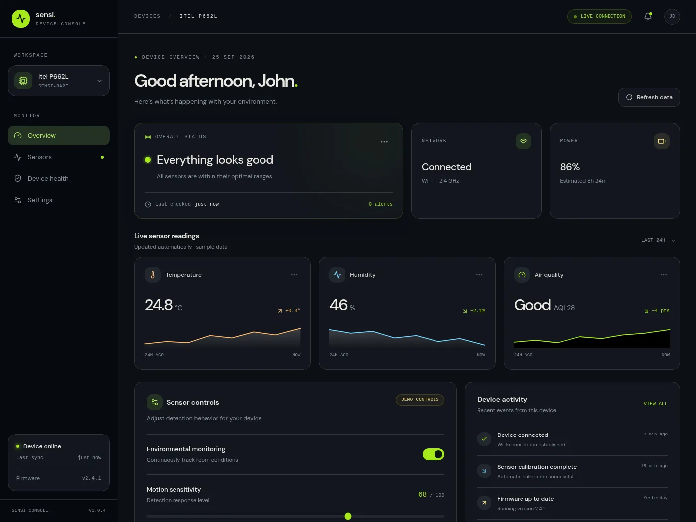 Sensi Dashboard