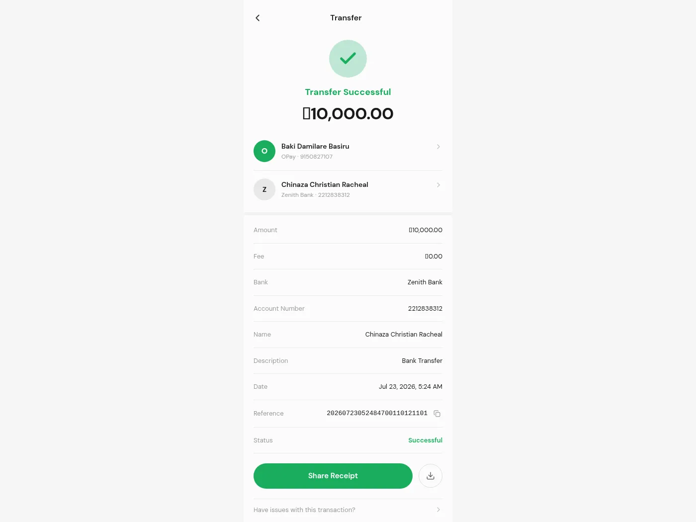 Opay Receipt Generator