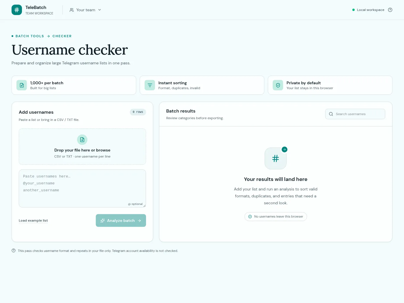 TeleBatch Checker