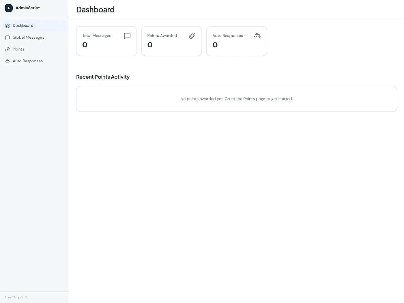 AdminScript Control Panel