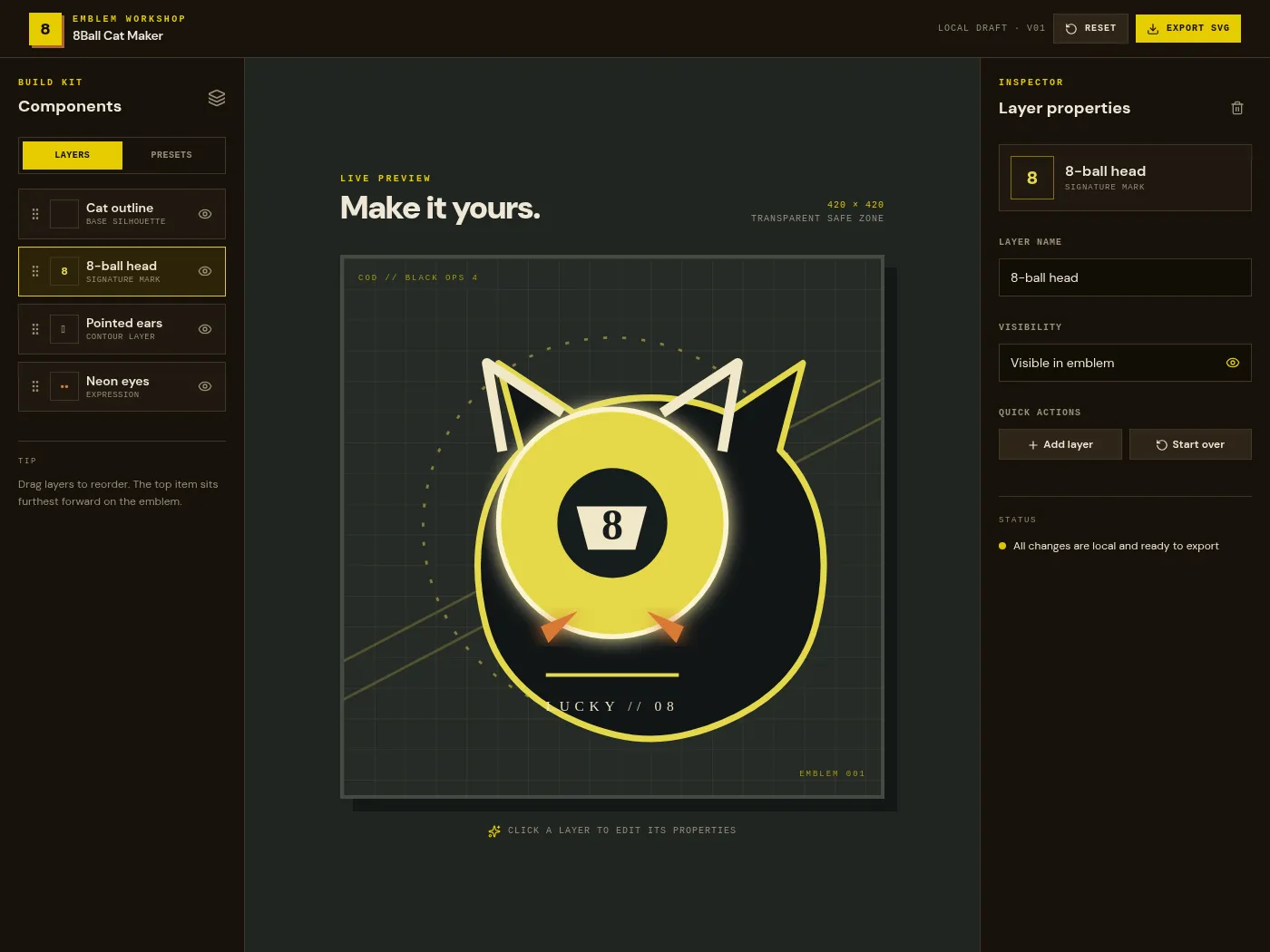8Ball Cat Emblem Maker
