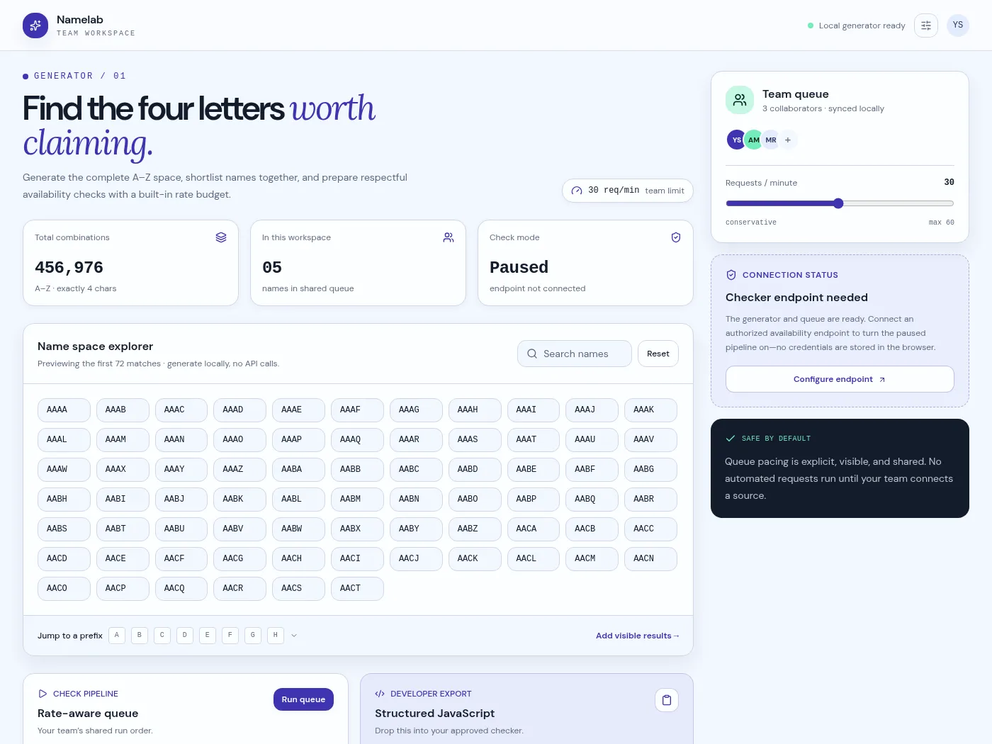 Discord 4-Letter Name Finder