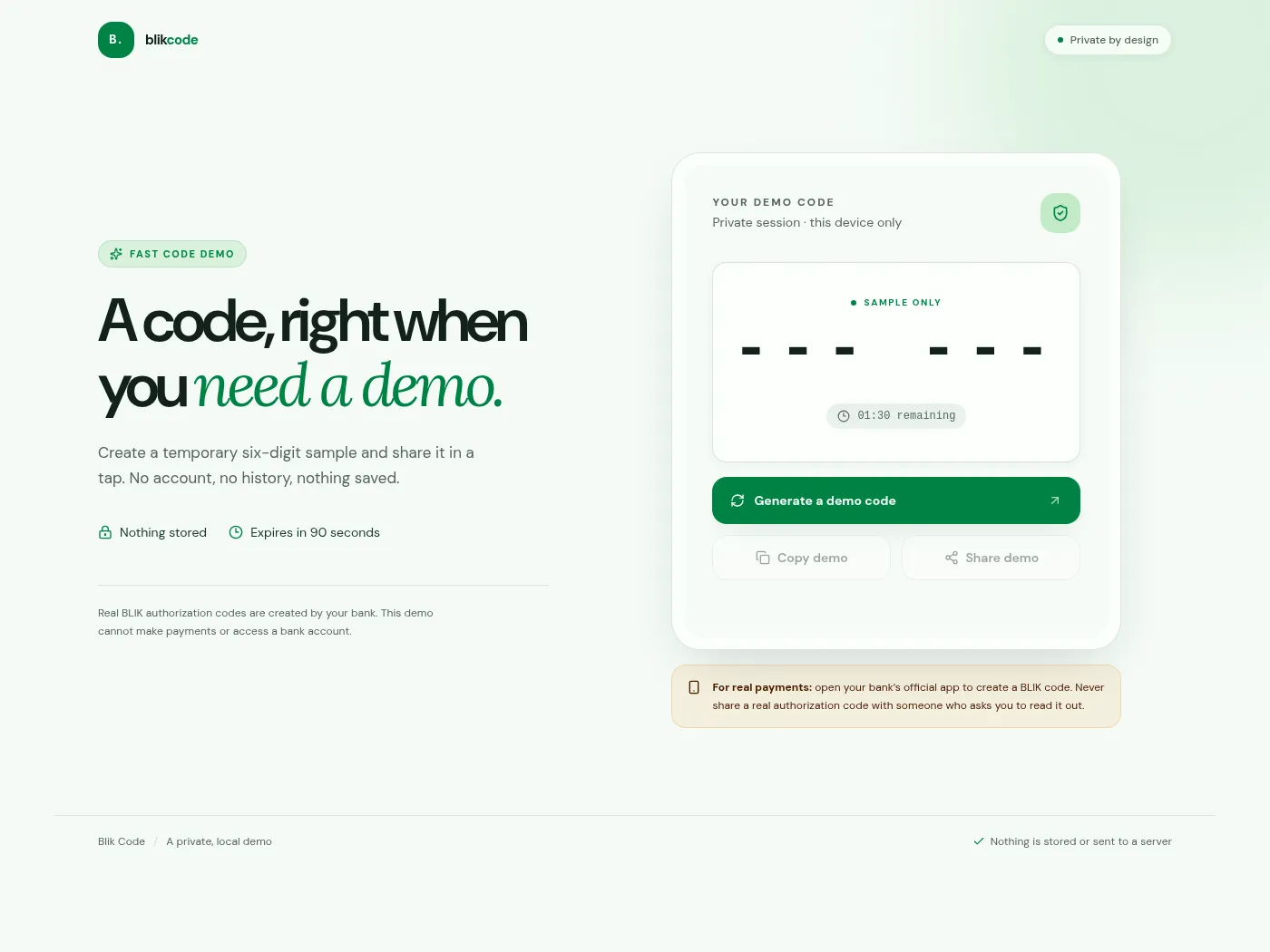 Blik Instant Code