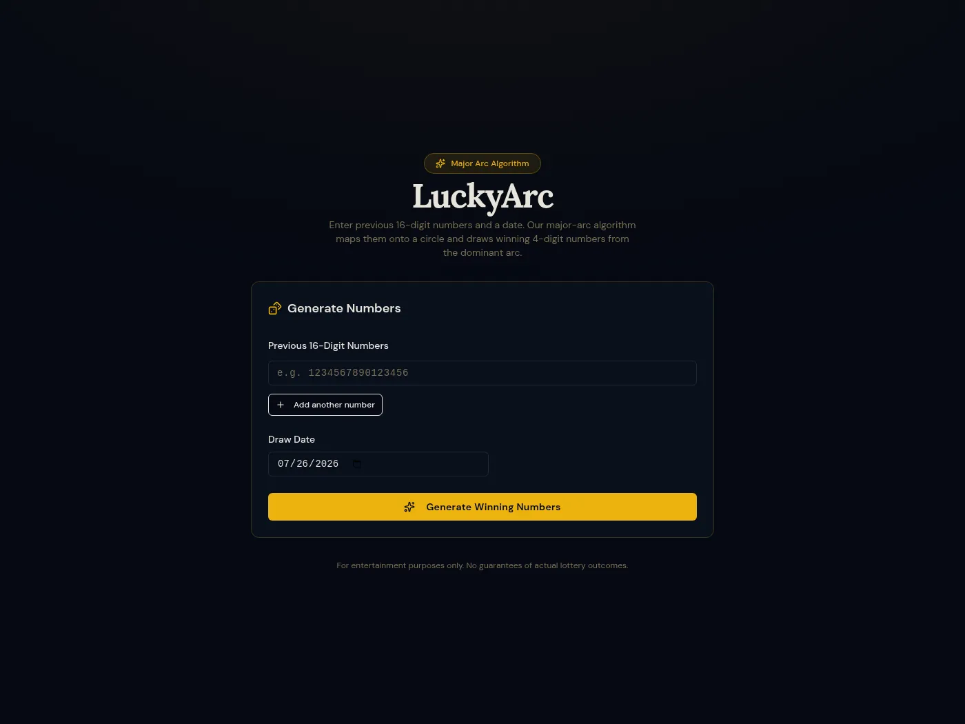 LuckyArc Number Generator