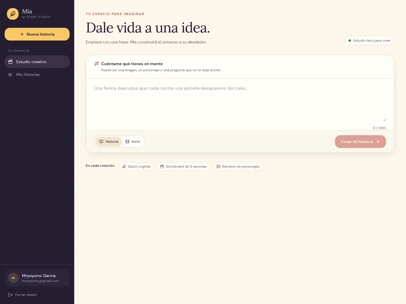 Mía AI Story Studio