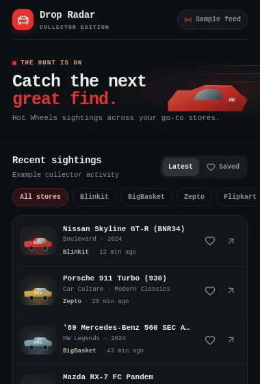 Hot Wheels Drop Notifier