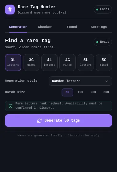 Discord Rare Tag Hunter