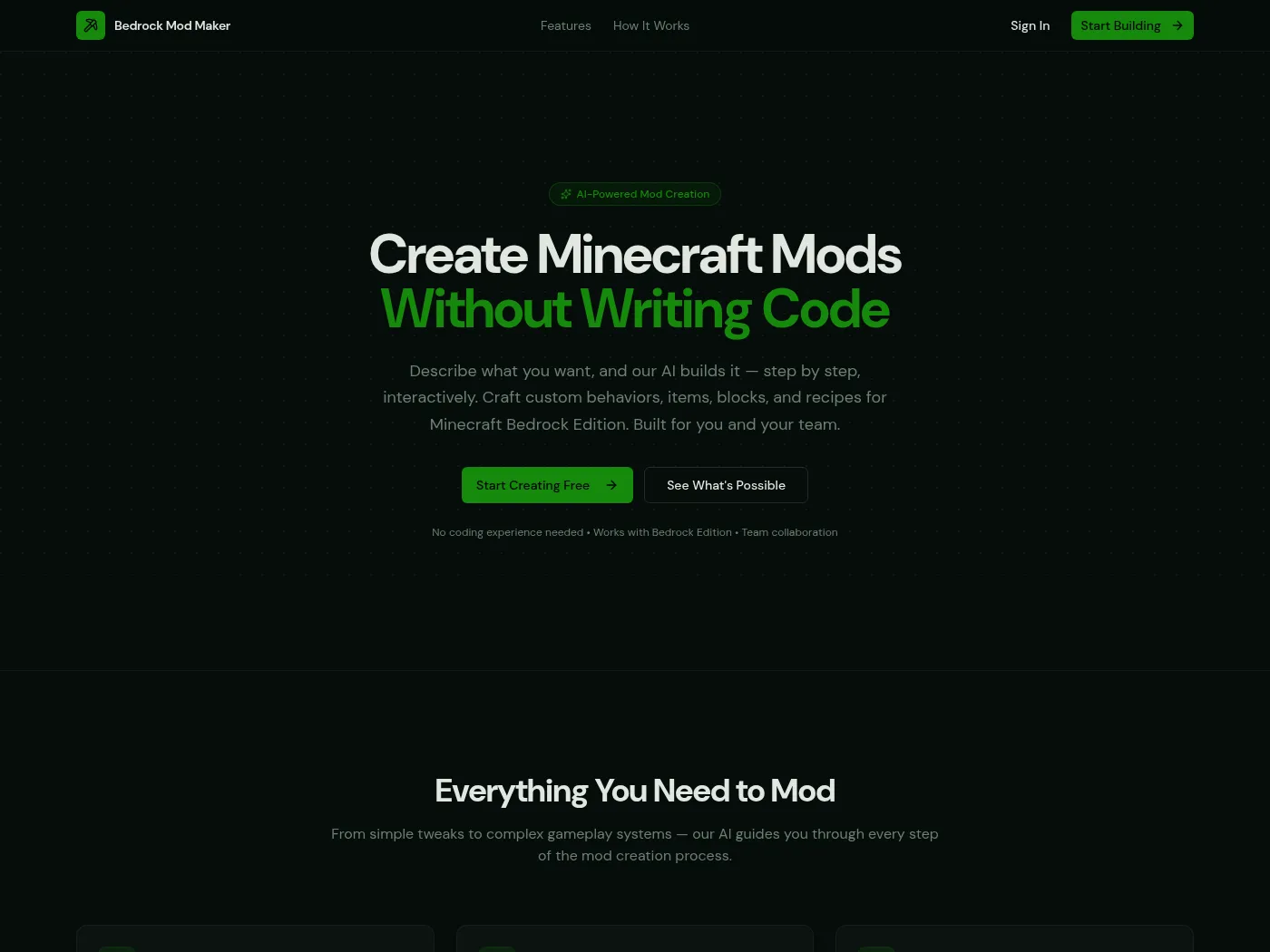 AI Bedrock Mod Maker