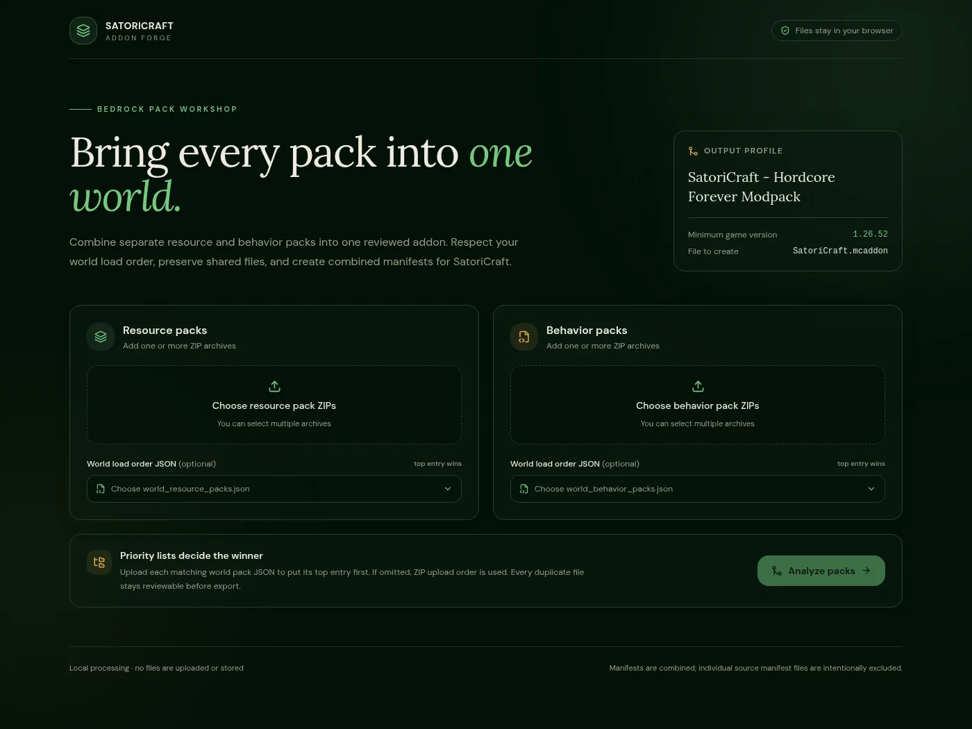 SatoriCraft Bedrock Pack Merger