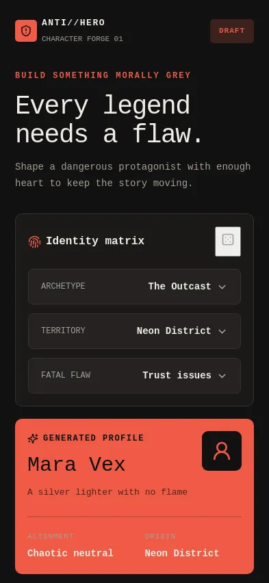 Antihéroe Creator App