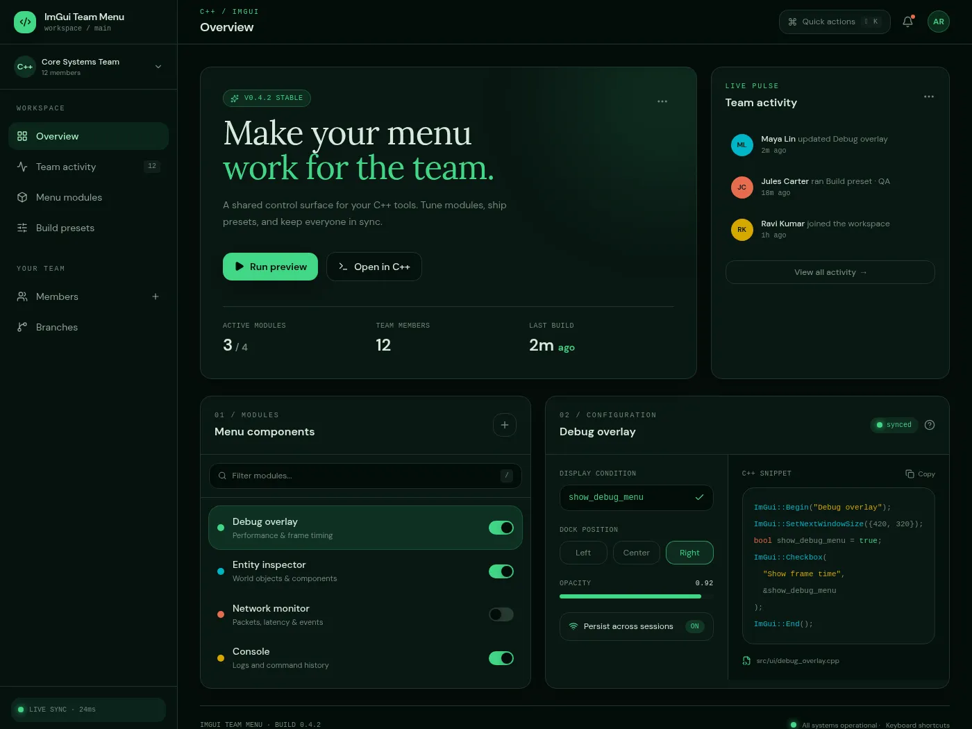 ImGui Team Menu