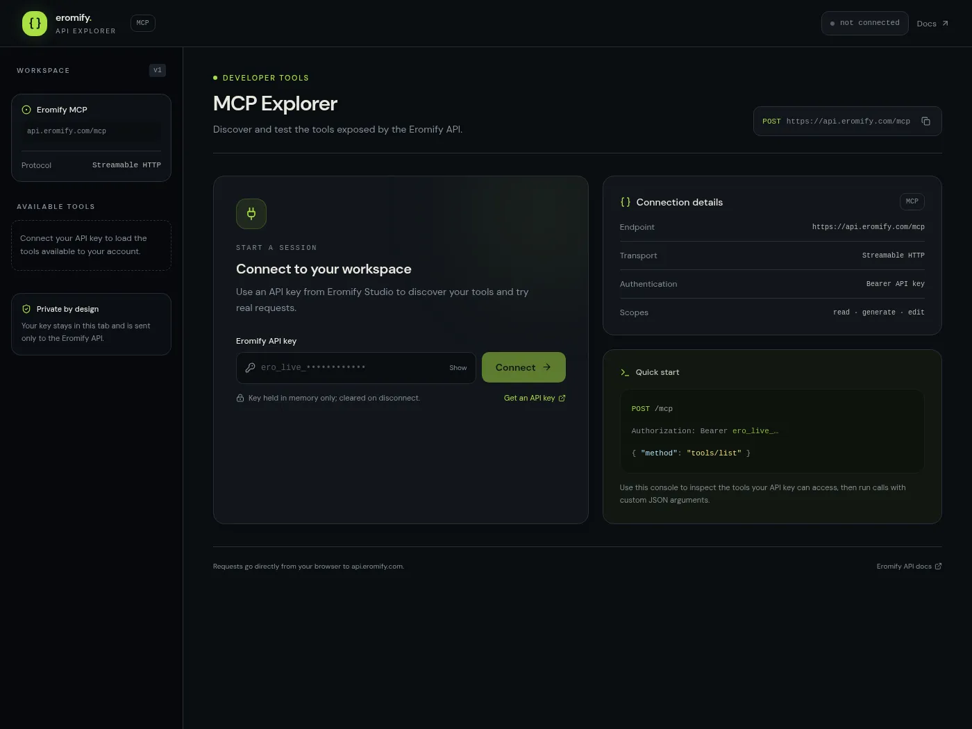 Eromify API Explorer