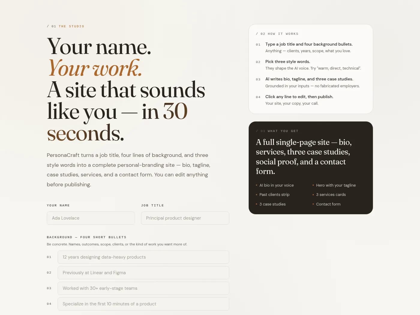 PersonaCraft Site Builder