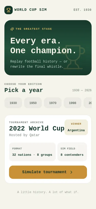 World Cup Sim Pro