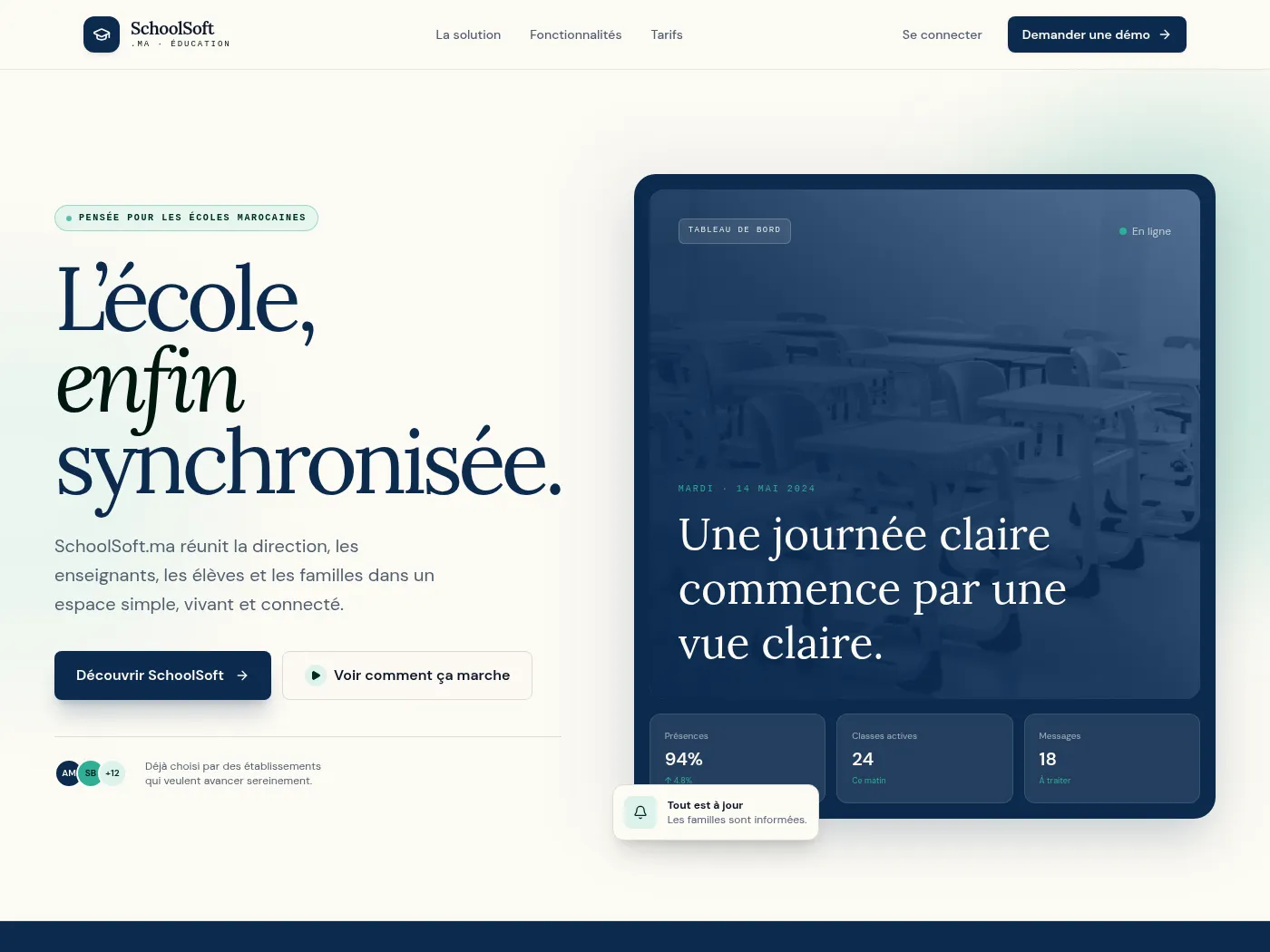 SchoolSoft.ma Landing