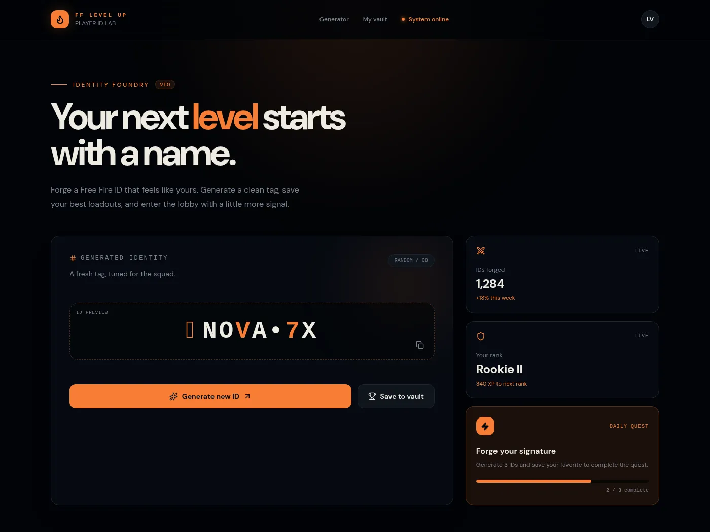 FF Level Up ID