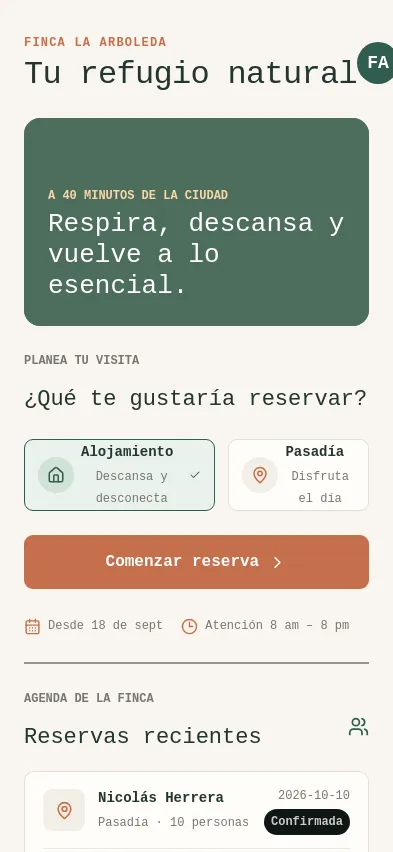 ReservaFinca Móvil
