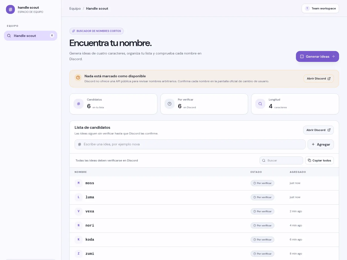 Discord Handle Scout
