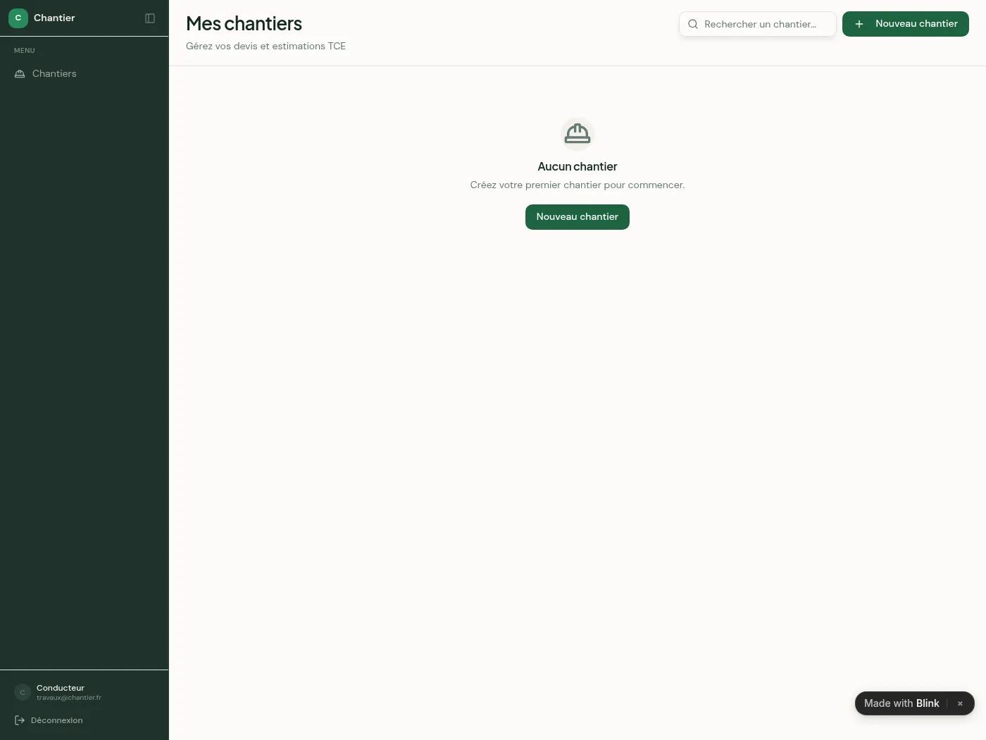 Chantier Quick Estimate
